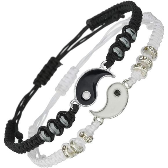 Jewelry | Best Friend Bracelets For 2 Matching Yin Yang Adjustable Cord ...
